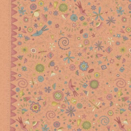 Hatched and Patched | Garden Whimsy - Peachy Pink Large Floral Border ...